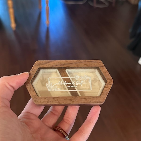 Personalized Ring Box, Wooden Ring Box With Acrylic Cover, Engagement ...