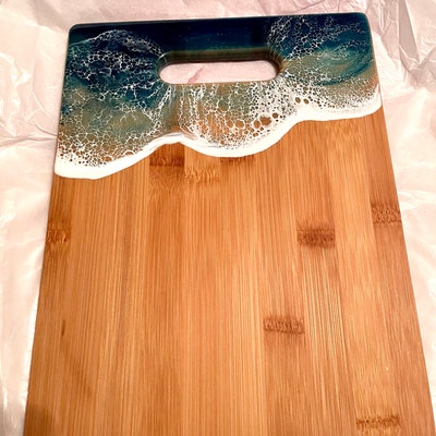 Ocean Wave Bamboo Cutting/cheese Board Made With Epoxy Resin, Rectangle ...