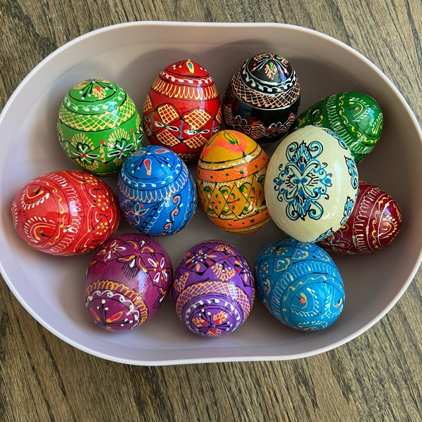 12 Pastel Colors Hand Made Wood Pysanky Easter Eggs From Ukraine ...
