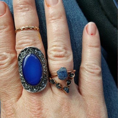 Solid Gold/ Sterling Silver Taw Stone Chevron Ring/boho Style Ring ...