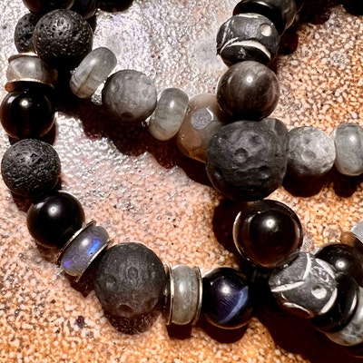 AAA Hand Carved Natural Silver Obsidian Meteorite Moon Planet Gemstone ...