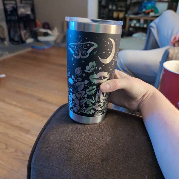 Mushroom Moth Yeti Tumbler, Mystical Cottagecore Moon Gift, Engraved ...