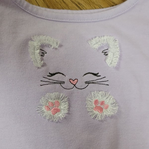Fringe Fluffy Paws Kitten Cat Fringed Fur Machine Embroidery Designs ...
