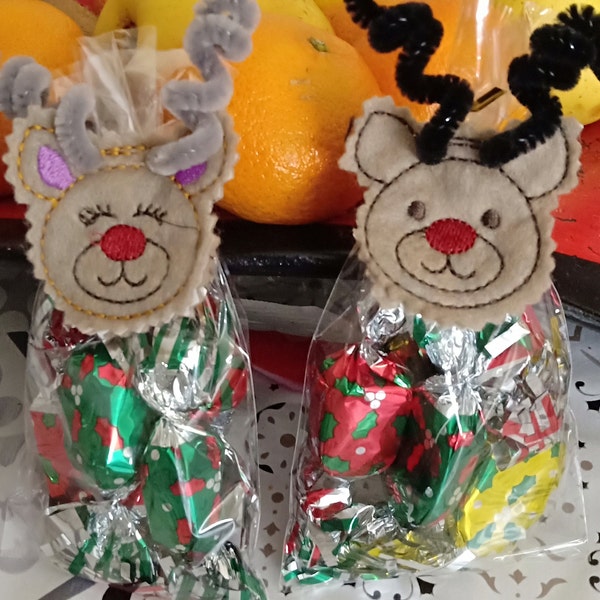 Reindeer Treat Bag Topper in the Hoop Machine Embroidery Design - Etsy