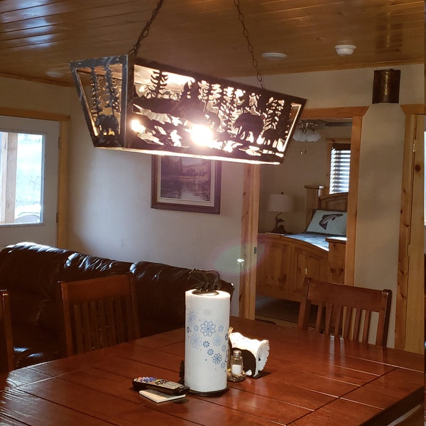 Rustic Ceiling Light - Wildlife Pendant Lights - Cabin Lighting Fixture ...