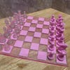 Handmade Resin Chess and Checkers Set: Coral Raspberry, 11"x11", 12"x12 ...