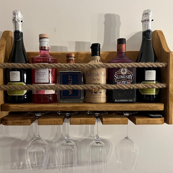 Gin Wall Bar Painted Grey. Wall Mounted Gin Spirits Bar With Slots to ...