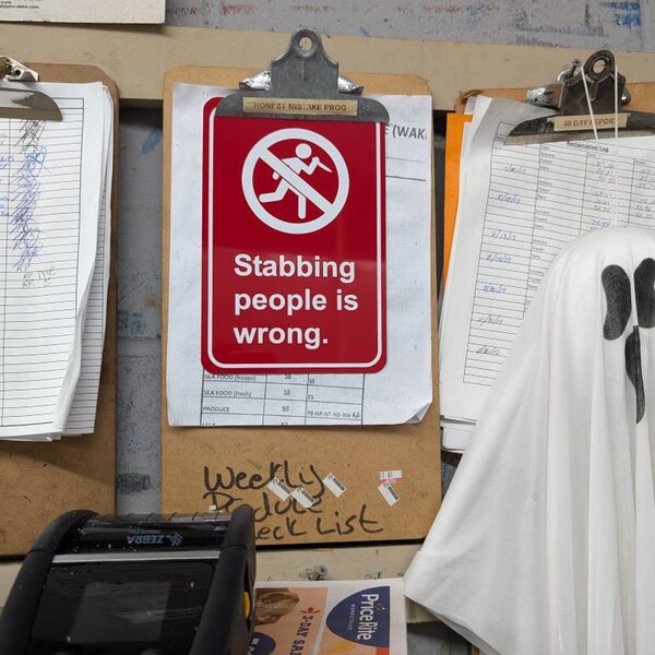 Stabbing People is Wrong Funny Wall Sign Plaque for Home Office Gift ...
