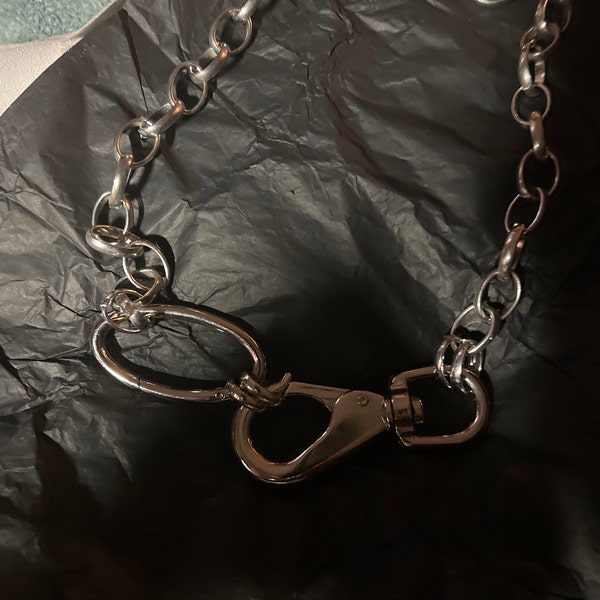 Long Necklace With Chunky Industrial Style Lobster Clasp, Bold Wrap ...