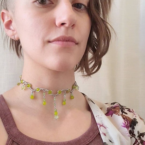 Ethereal Garden Fairy Choker With Chainmail and Crystal Beads - Etsy