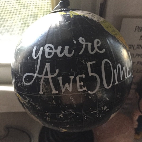 Personalized 4” Globe- Hand Lettered Globe- Mini Globe Centerpiece ...