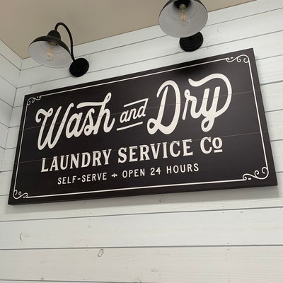 Wash and Dry Laundry Service Co Wrapped Canvas Sign Laundry Room Decor ...