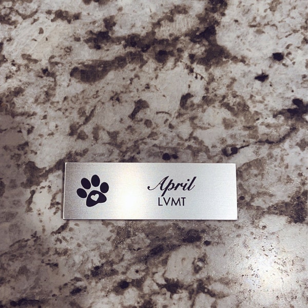PAW PRINT Vet Tech Name Tag Veterinarian RVT Name Badge Veterinary ...