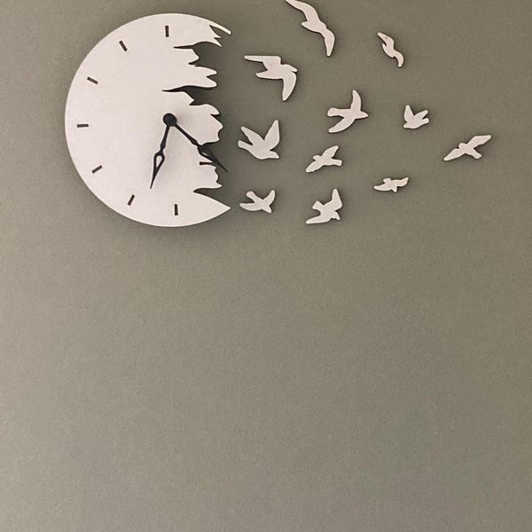 Birds Wall Clock, Bird Flying Clock, Modern Wall Clock Unique ...