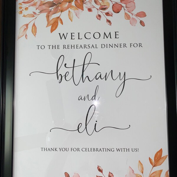 Fall Rehearsal Dinner Welcome Sign, Autumn Rehearsal Dinner Welcome ...
