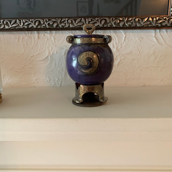 Raku Ceramic Magic Witches Cauldron Pot With Lid for Rituals and Spells ...