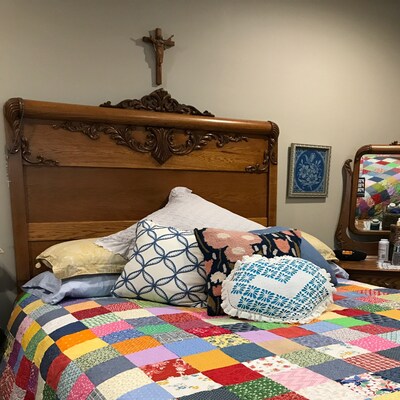 Full Size Quilt, Funky Random Patchwork Quiltpicnic/double Size81x81all ...