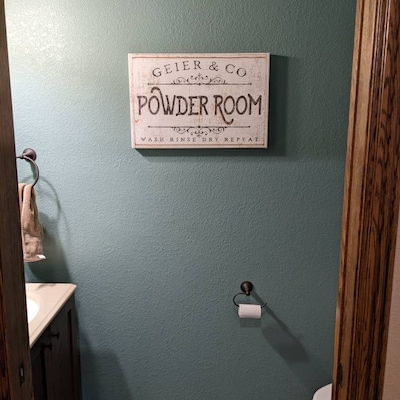 PERSONALIZED Custom Powder Room Sign Bathroom Family Name and Co Sign ...
