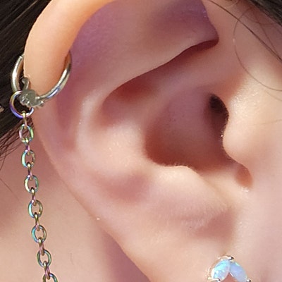 Helix to Ear Lobe Piercing Chain, Helix to Lobe Chain, Cartilage to ...