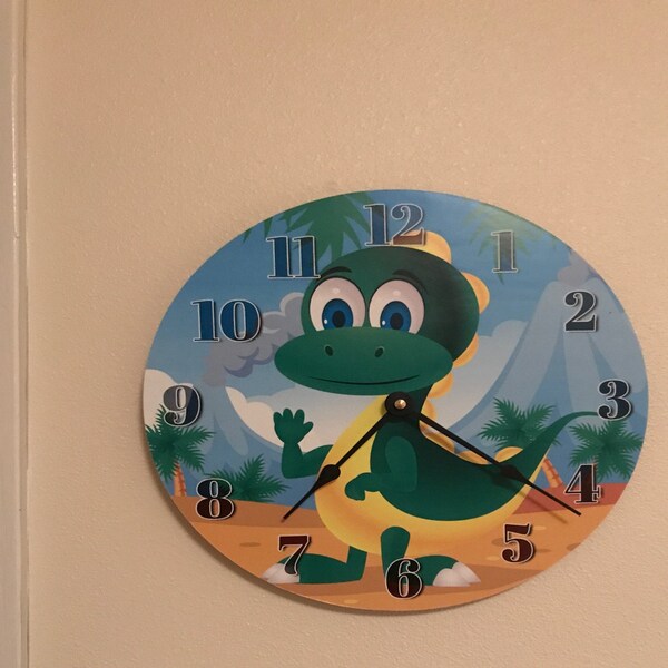 Dino Cartoon Clock: 10.5" Nursery Wall Decor - Etsy