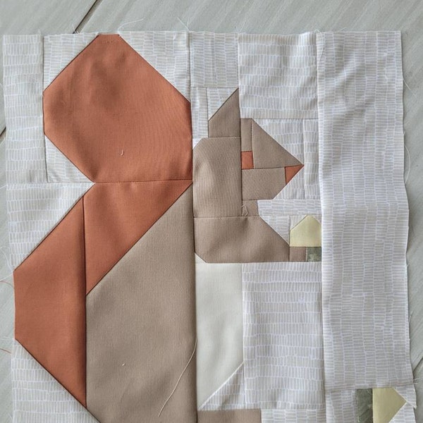 Squirrel Quilt Block Pattern: Machine Pieced Fall Design (PDF Download ...