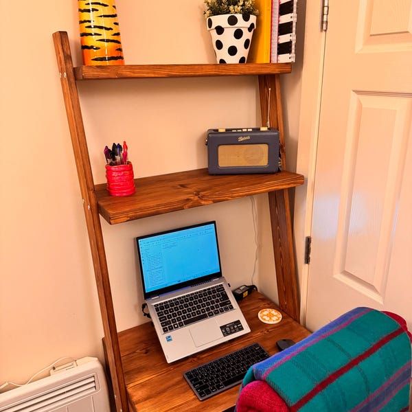 Lean to Desk Handmade Wooden Ladder Desk With Drawer - Etsy UK