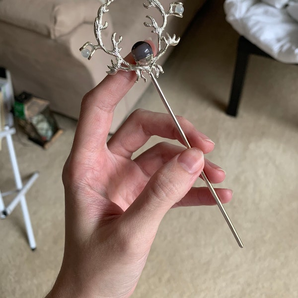 Gold Warrior Hair Pin - Gothic Sword, Dagger Hair Stick, Gemstone Hair ...