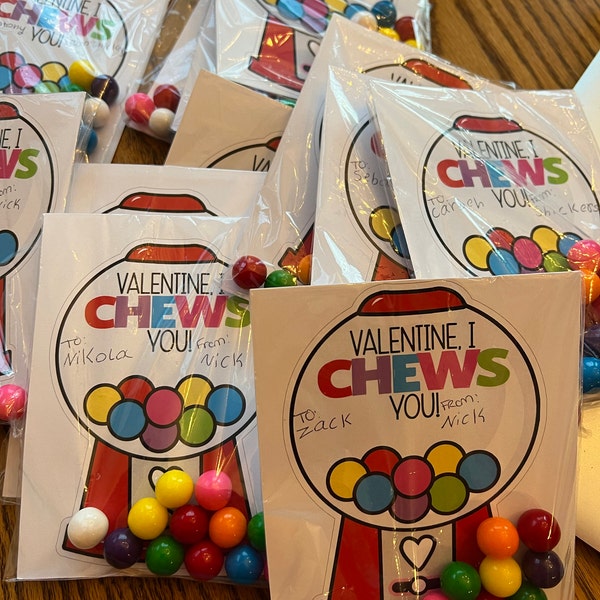 Printable Gumball Machine Valentines, Instant Download I Chews You ...