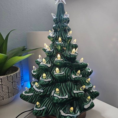 Wood Ceramic Christmas Tree Base With Light - Etsy