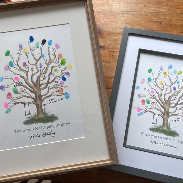 Teacher Gift Print | Fingerprint Tree | Wedding Guest Book | Class Gift ...