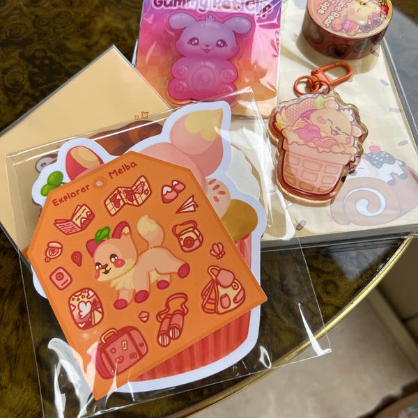 Gummy Pets Sticky Notes ~ Gummy Bear Candy Theme Stationery ~ Cat Face ...