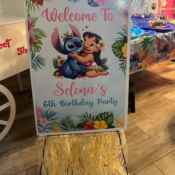 Lilo Stitch Birthday Party Welcome Sign, Stitch Welcome Sign, Stitch ...