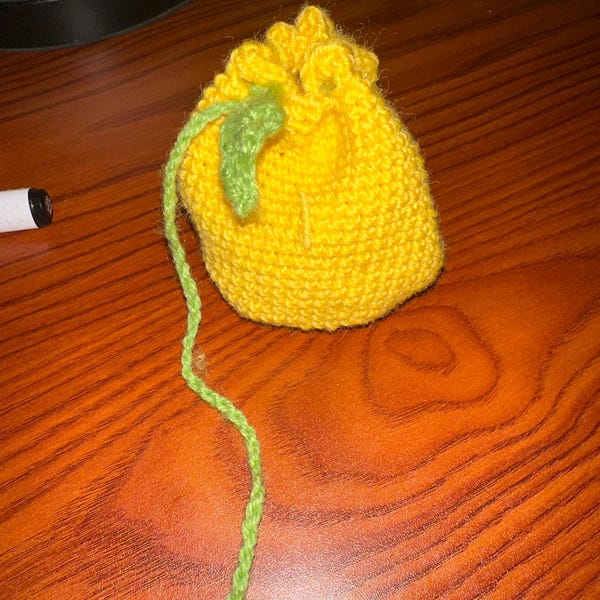 Orange Pouch Crochet Pattern Bag Mini Drawstring Fruit Bag Crochet ...