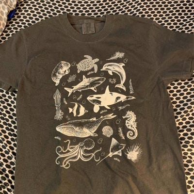 Vintage 90s Water Color Sea Animal Tshirt, Retro Ocean Nature Shirt ...