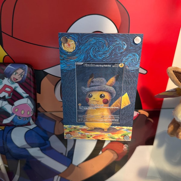 Pikachu With Grey Felt Hat Van Gogh Custom Pokémon Card Display Frame ...