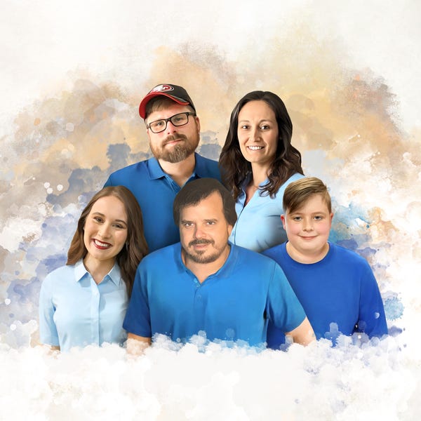 Custom Memorial Drawing, Add Deceased Loved One, Family Portrait ...