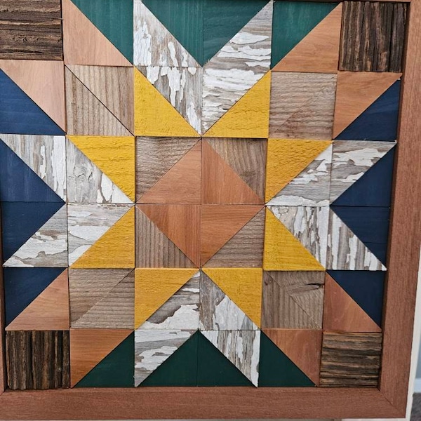Wood Block Wall Art/small Wood Quilt Square/wall Decor Barnwood Quilt ...