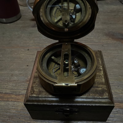 Antiqued Brass Military Compass With Engraved Box - Etsy