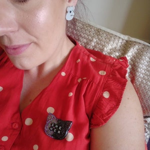 SHY SOCIETY 1 button badge Stern Face | Etsy