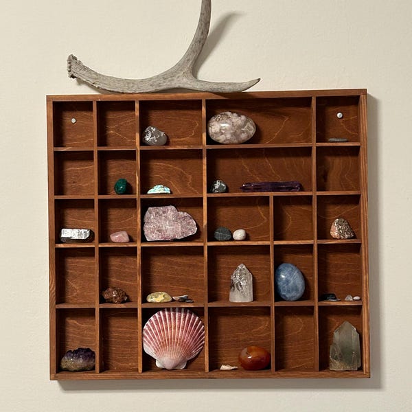 Dark Wooden Display 28 Compartments | Shadow Box | Brown Wall Hanging ...
