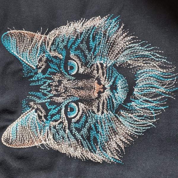 Cat Machine Embroidery Design Fluffy Moonlight Cat 8 Sizes to Download ...