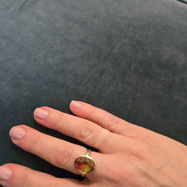 Oval Cut Green Hiddenite 18K Matte Finish Rose Gold Ring, Green ...