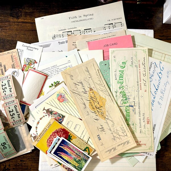 Vintage Ledger Graph Office Paper Scrap Pack Junk Journal Ephemera Kit ...