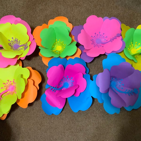 Svg Paper Flower Hibiscus Template, TROPICAL SET Hawaiian Flower,3 ...
