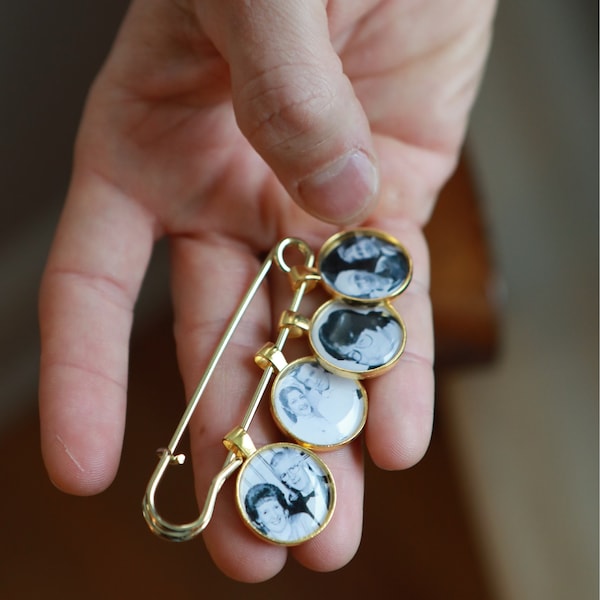 Custom Photo Lapel Pin, Wedding Boutonniere Pin, Personalized Bridal ...