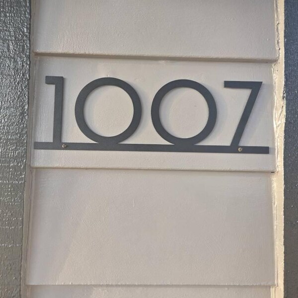 Centered Mid Century Modern Metal House Number Sign - Address Sign With ...