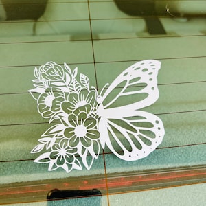 Floral Butterfly Car Window Decal Monarch Butterfly With - Etsy