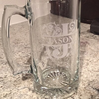 Engraved Beer Mug, Regal Split Letter, Monogrammed Beer Steins ...