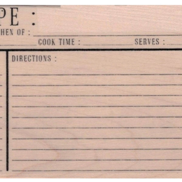 Recipe Card RUBBER STAMP, Recipe Stamp, Cooking Stamp, Family Recipe ...