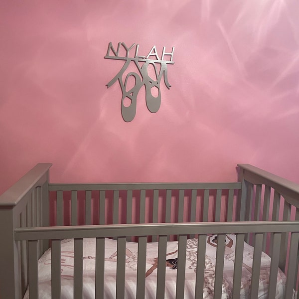 Custom Ballerina Wood Cutout Sign, Personalized Ballet Shoes Name Sign ...